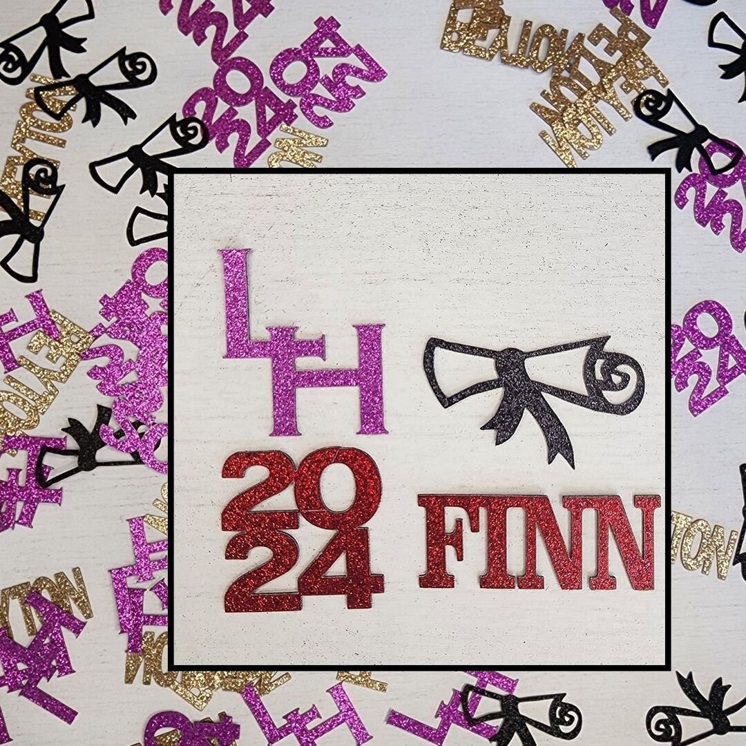 Personalized Graduation Confetti, 40 Pieces, Double Sided Glitter ...