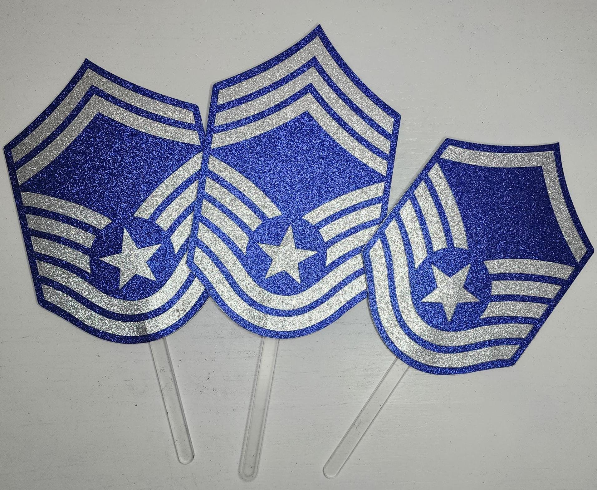 Air Force Enlisted Rank Cake Topper, Glitter Confetti, Double Sided ...