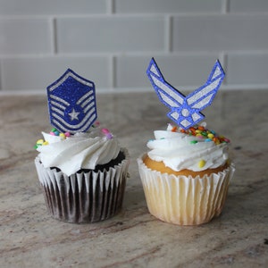 Air Force Enlisted Rank Cupcake Topper, USAF Decoration, Double Sided ...