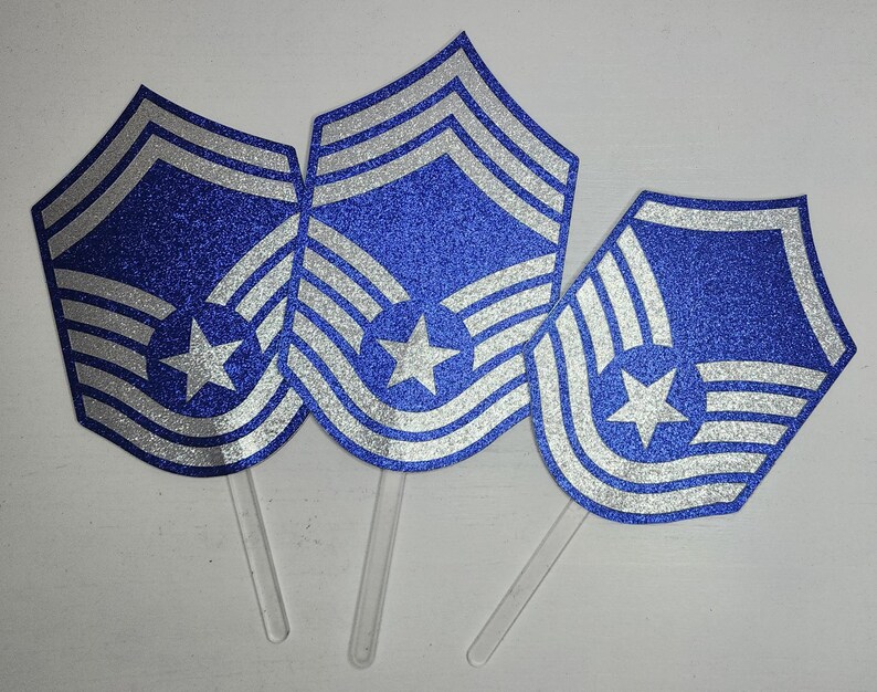 Air Force Enlisted Rank Cake Topper, Glitter Confetti, Double Sided ...