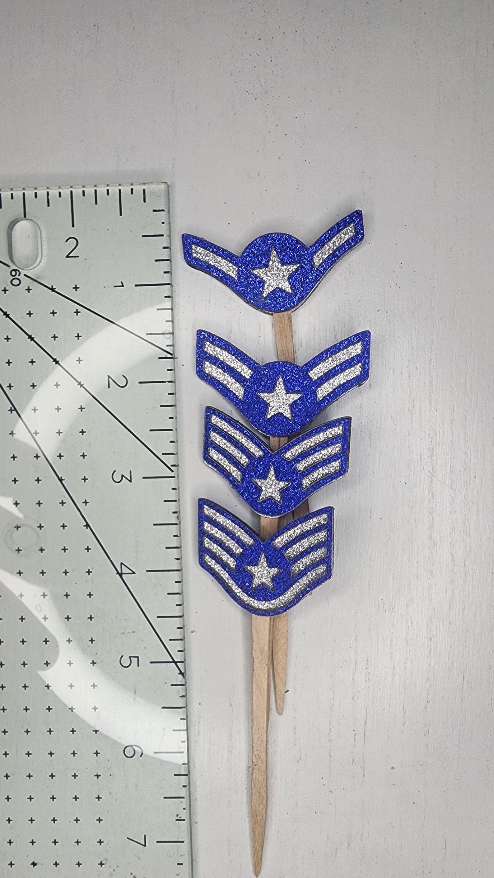 Air Force Enlisted Rank Cupcake Topper, USAF Decoration, Double Sided ...