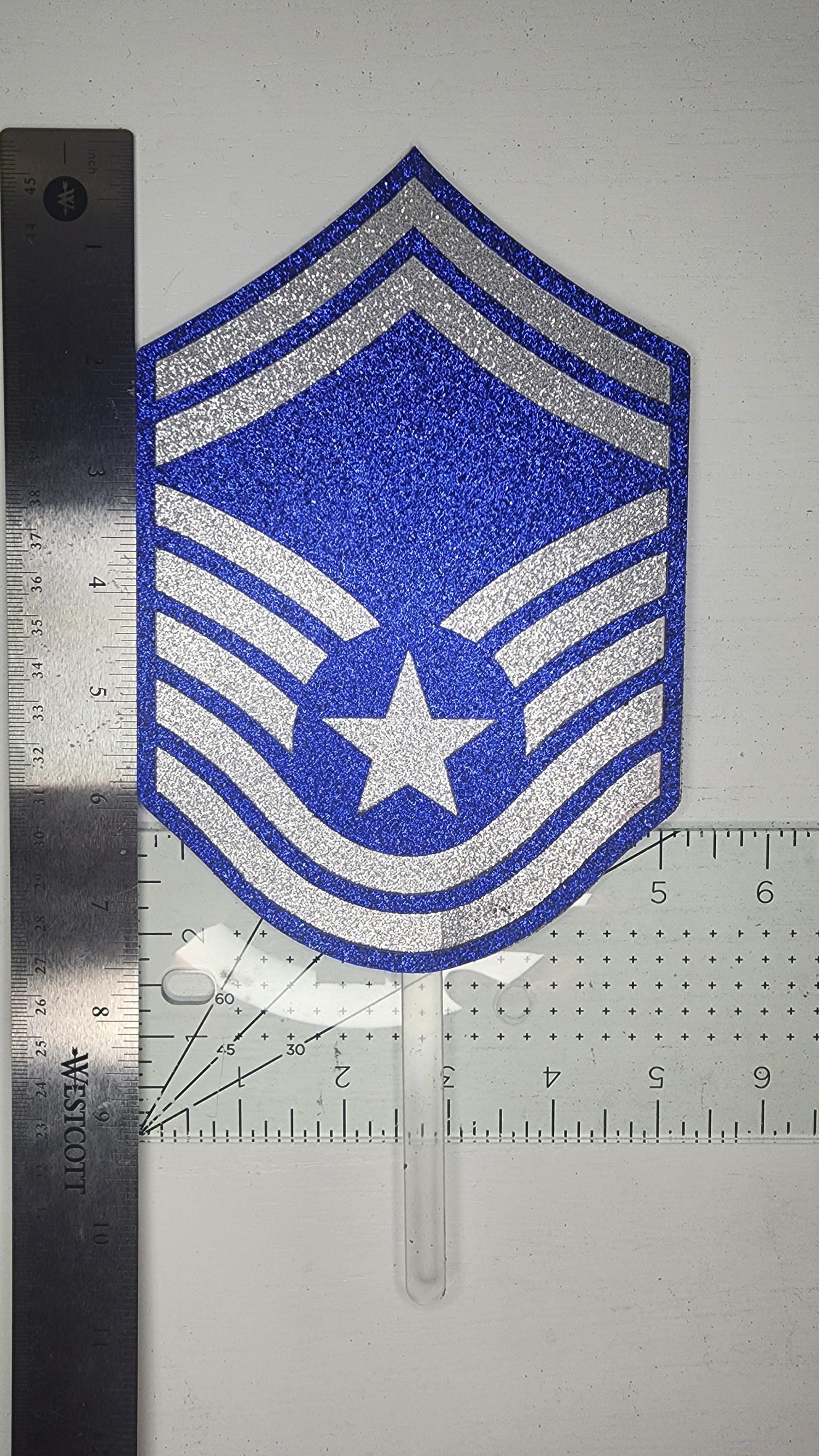 Air Force Enlisted Rank Cake Topper, Glitter Confetti, Double Sided ...
