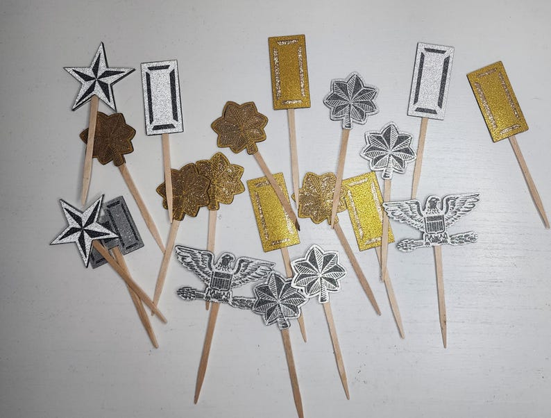 Officer Rank Insignia Cupcake Topper, Confetti, Double Sided, Veteran ...