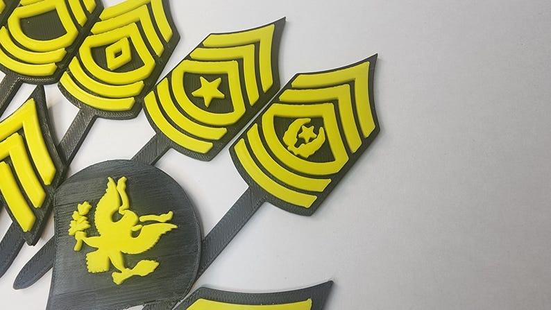 U.S. Army Enlisted Rank Cupcake Toppers, 3D Printed, Military Promotion ...