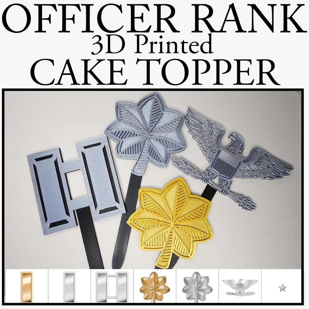 Officer Rank 3D Insignia Cake Topper, Officer Ranks, Double Sided ...
