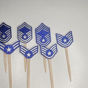 Air Force Enlisted Rank Cake Topper, Glitter Confetti, Double Sided ...