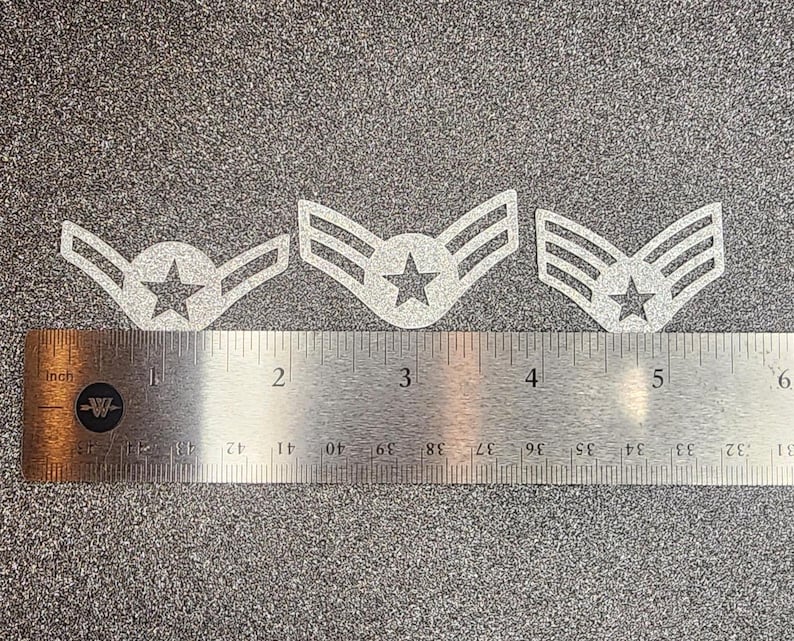 Air Force Enlisted Rank Cut Outs, Silver or Blue Glitter, Double Sided ...