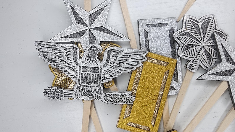 Officer Rank Insignia Cupcake Topper, Confetti, Double Sided, Veteran ...