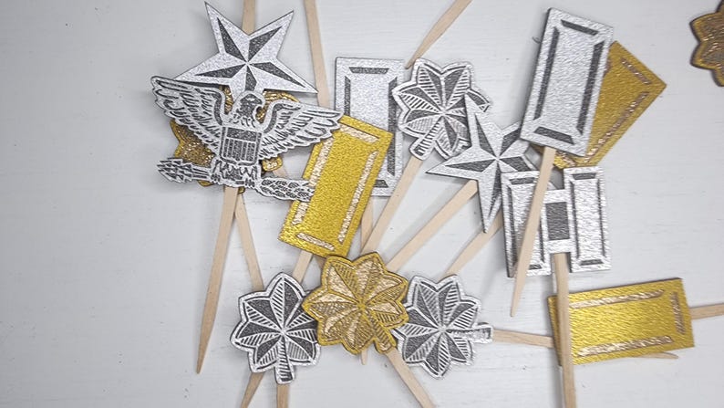 Officer Rank Insignia Cupcake Topper, Confetti, Double Sided, Veteran ...