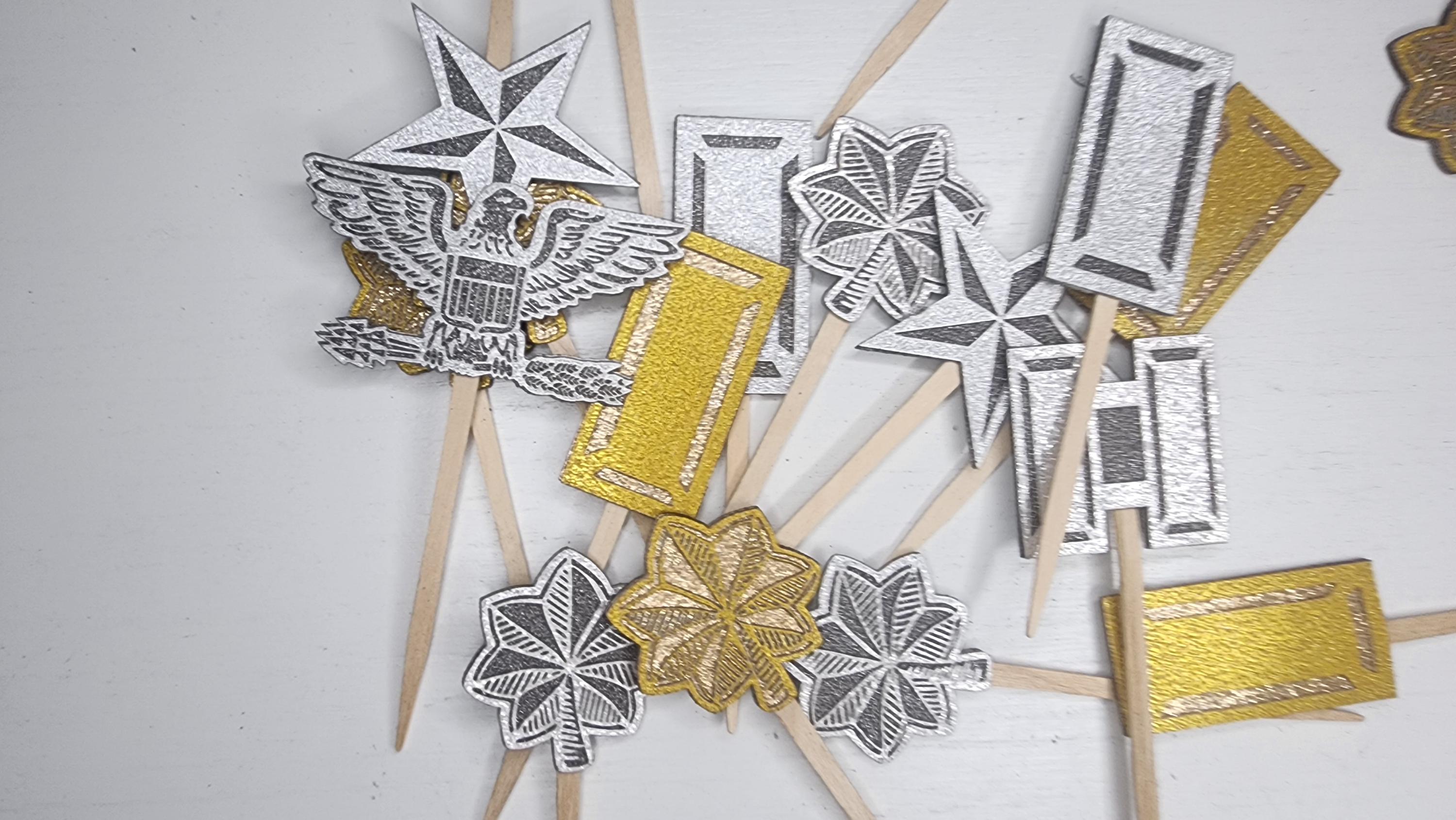 Officer Rank Insignia Cupcake Topper, Confetti, Double Sided, Veteran ...