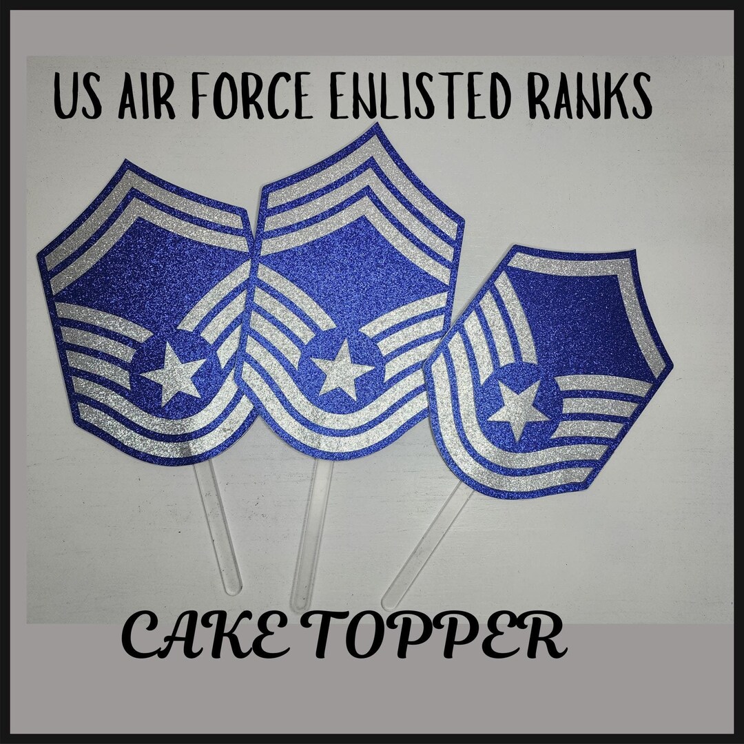 Air Force Enlisted Rank Cake Topper, Glitter Confetti, Double Sided ...
