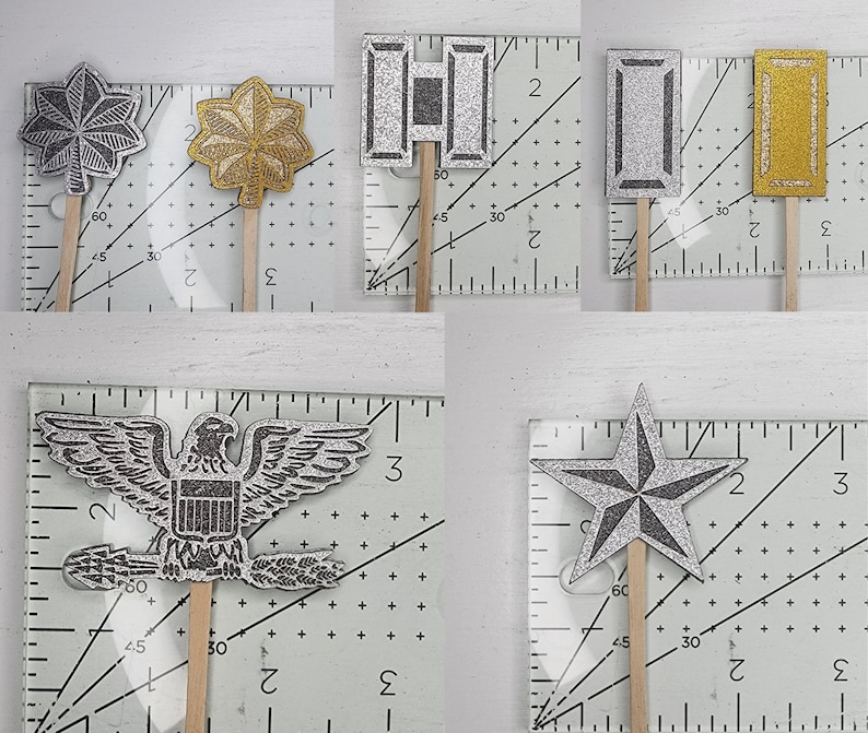 Officer Rank Insignia Cupcake Topper, Confetti, Double Sided, Veteran ...