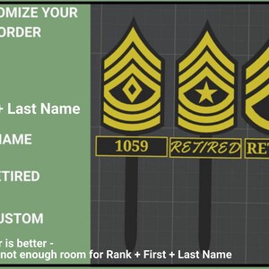 U.S. Army Cupcake Toppers, Enlisted Ranks, 3D Printed, Army, Single ...