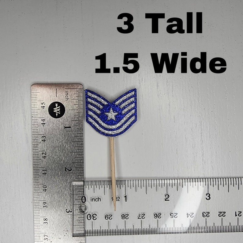 Air Force Enlisted Rank Cupcake Topper, Glitter Confetti, Double Sided ...
