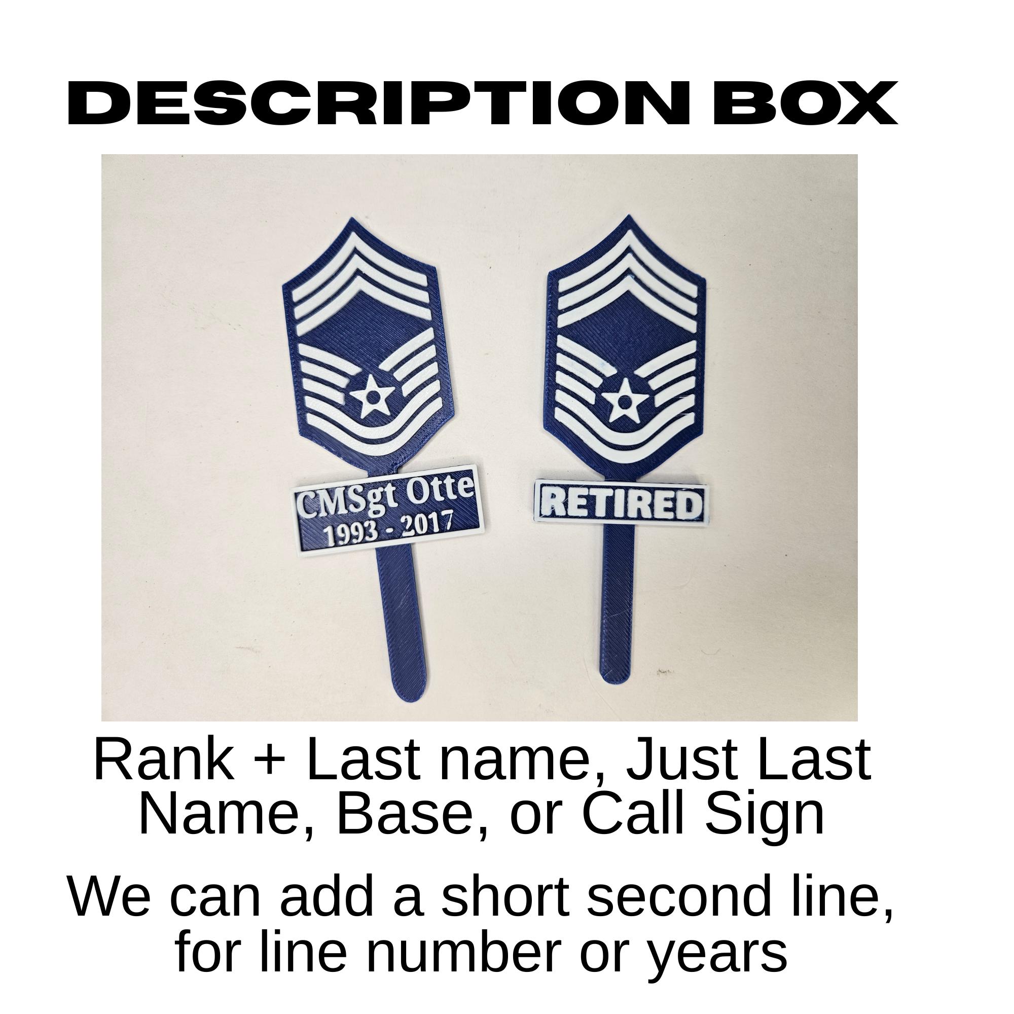 Air Force Enlisted Rank Cake Topper, 3D Printed, Customizable, Military ...