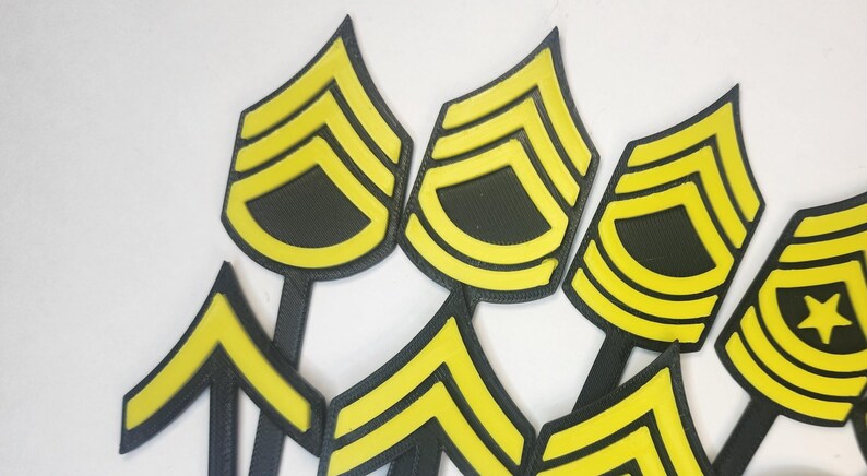 U.S. Army Enlisted Rank Cupcake Toppers, 3D Printed, Military Promotion ...