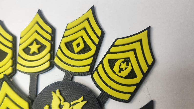 U.S. Army Enlisted Rank Cupcake Toppers, 3D Printed, Military Promotion ...