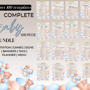 100 Teddy Bear Themed Baby Shower Printable Bundle editable - Etsy