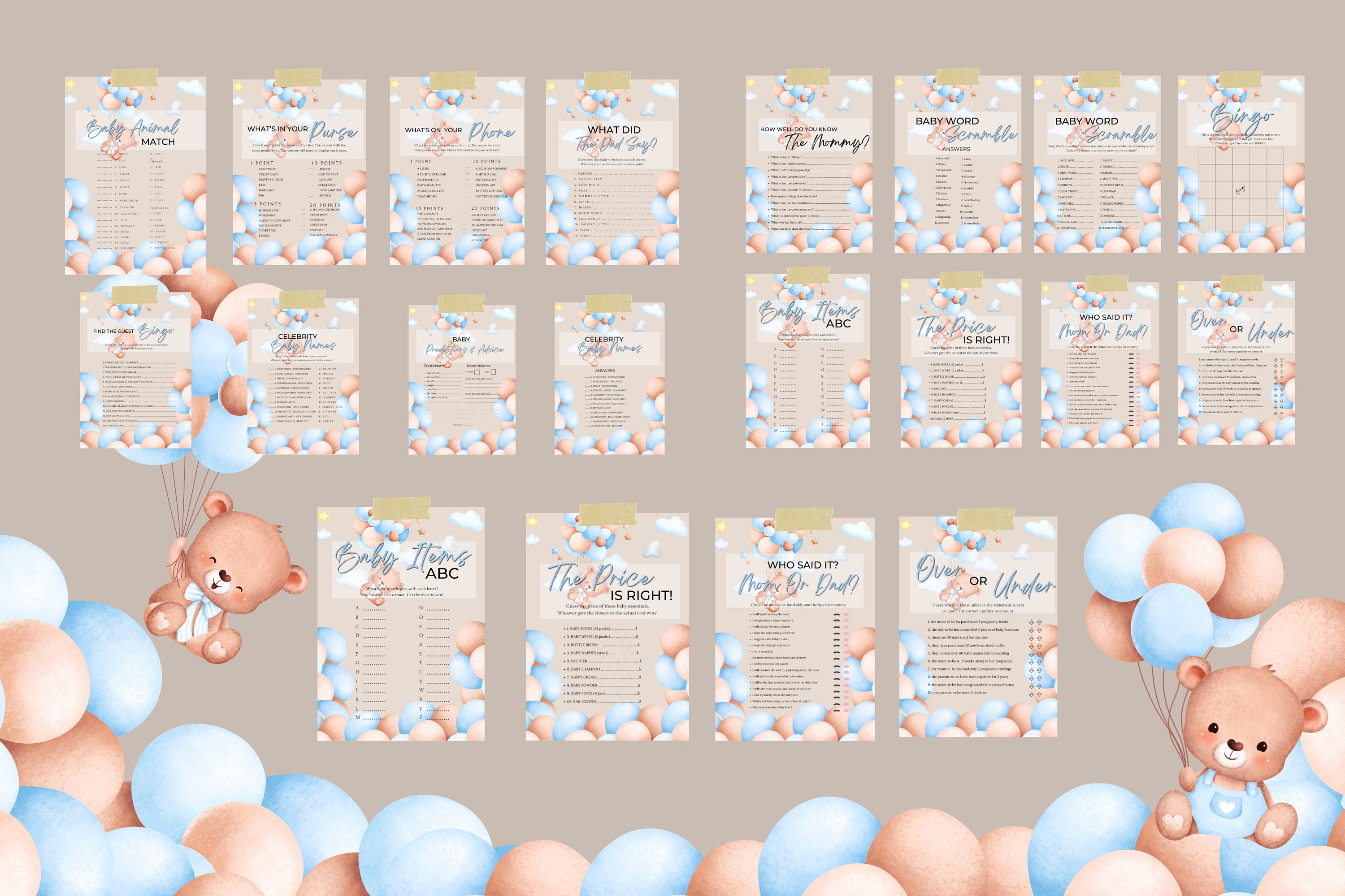 100 Teddy Bear Themed Baby Shower Printable Bundle editable - Etsy