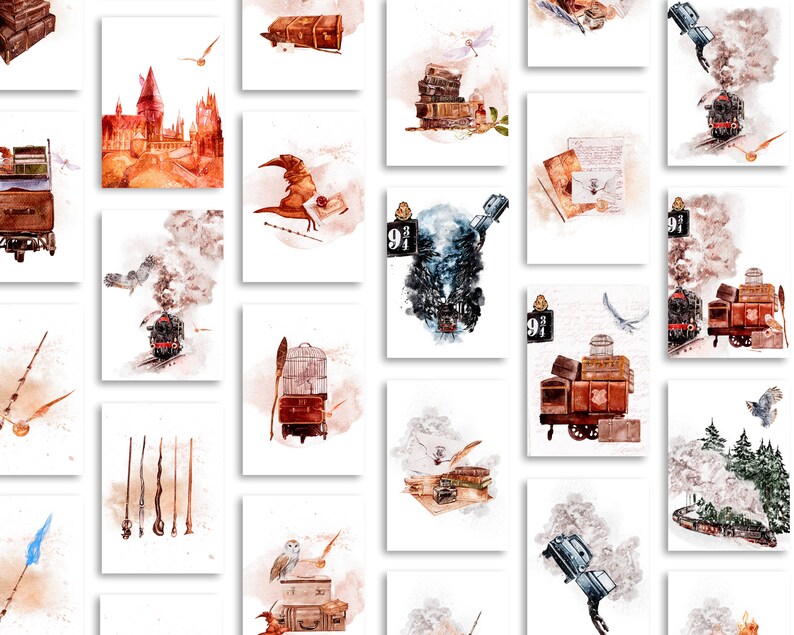 50 Wizard Wall Art Set Posters Gallery Wizarding Nursery Decor Wizard ...