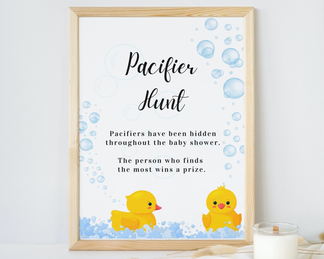 Rubber Duck Themed Pacifier Hunt Sign Baby Shower Printable - Etsy