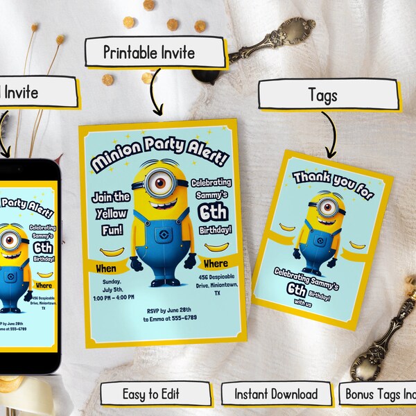 Minion Invitation - Etsy