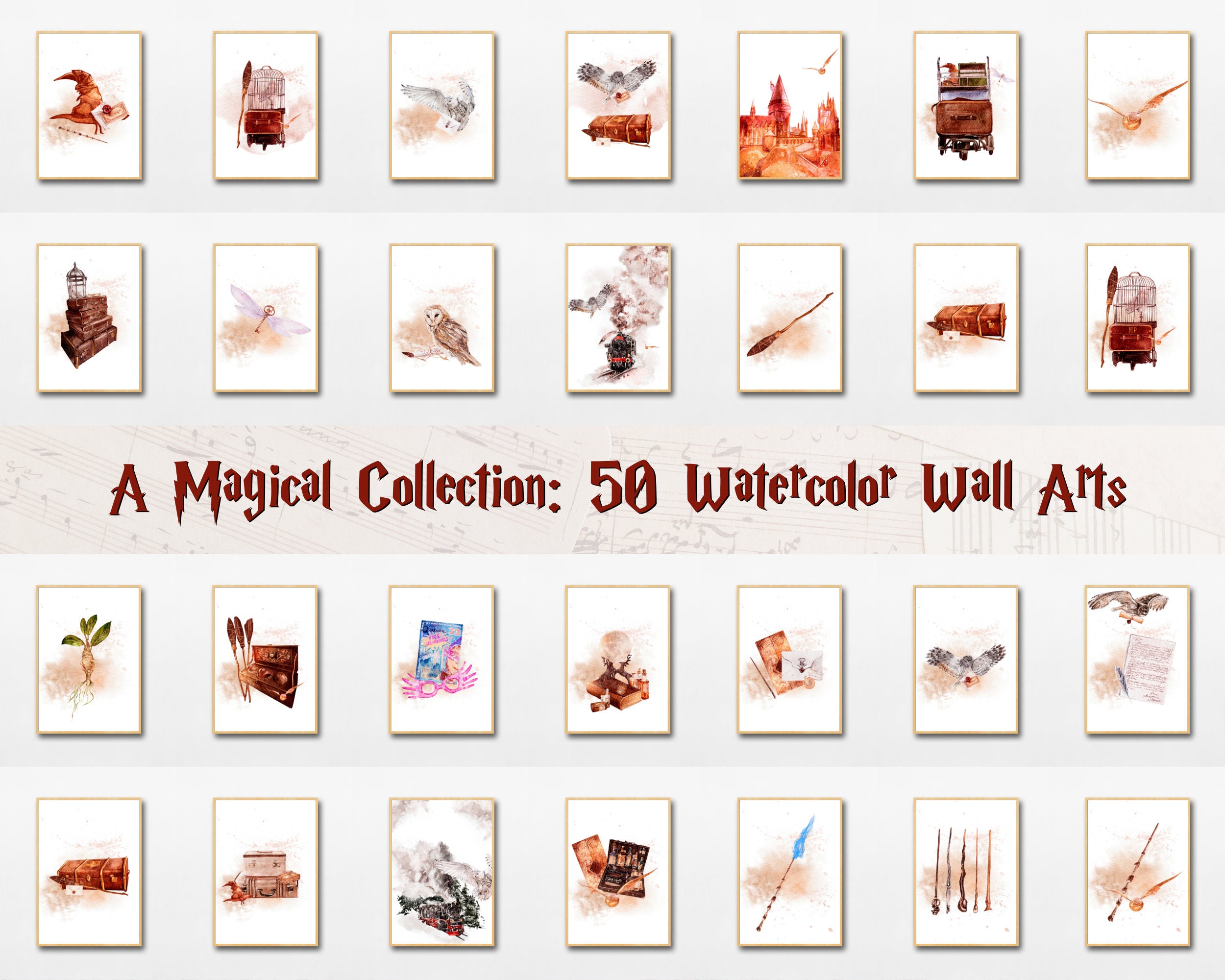 50 Wizard Wall Art Set Posters Gallery Wizarding Nursery Decor Wizard ...