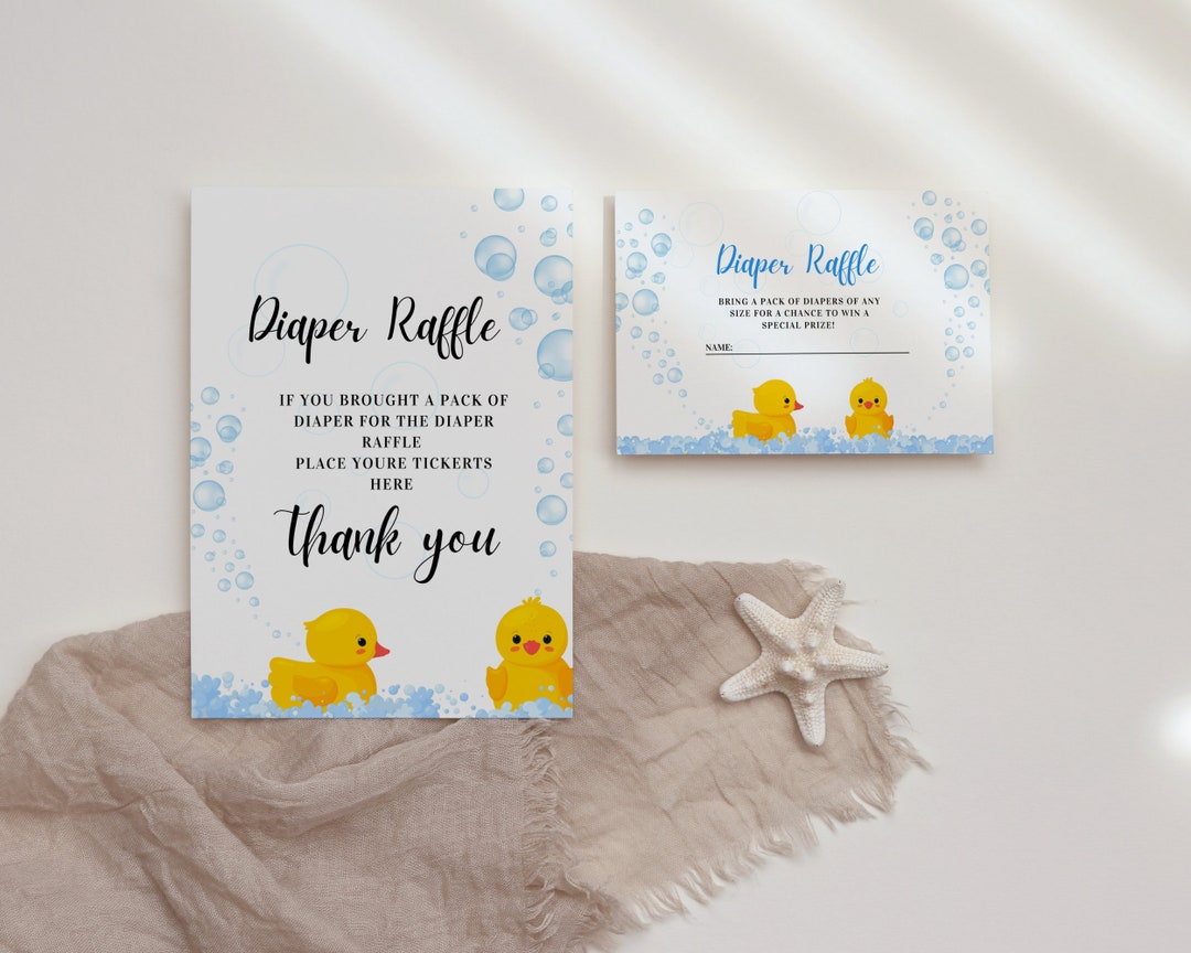 Rubber Duck Diaper Raffle Set Printable Baby Shower Diaper - Etsy