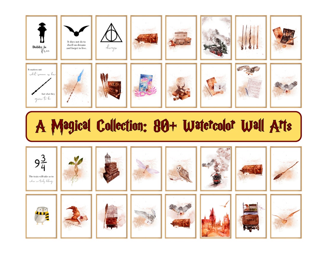 80 Wizard Wall Art Set Posters Gallery Wizarding Nursery Decor Wizard ...