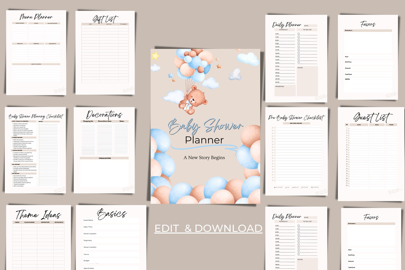 100 Teddy Bear Themed Baby Shower Printable Bundle editable - Etsy