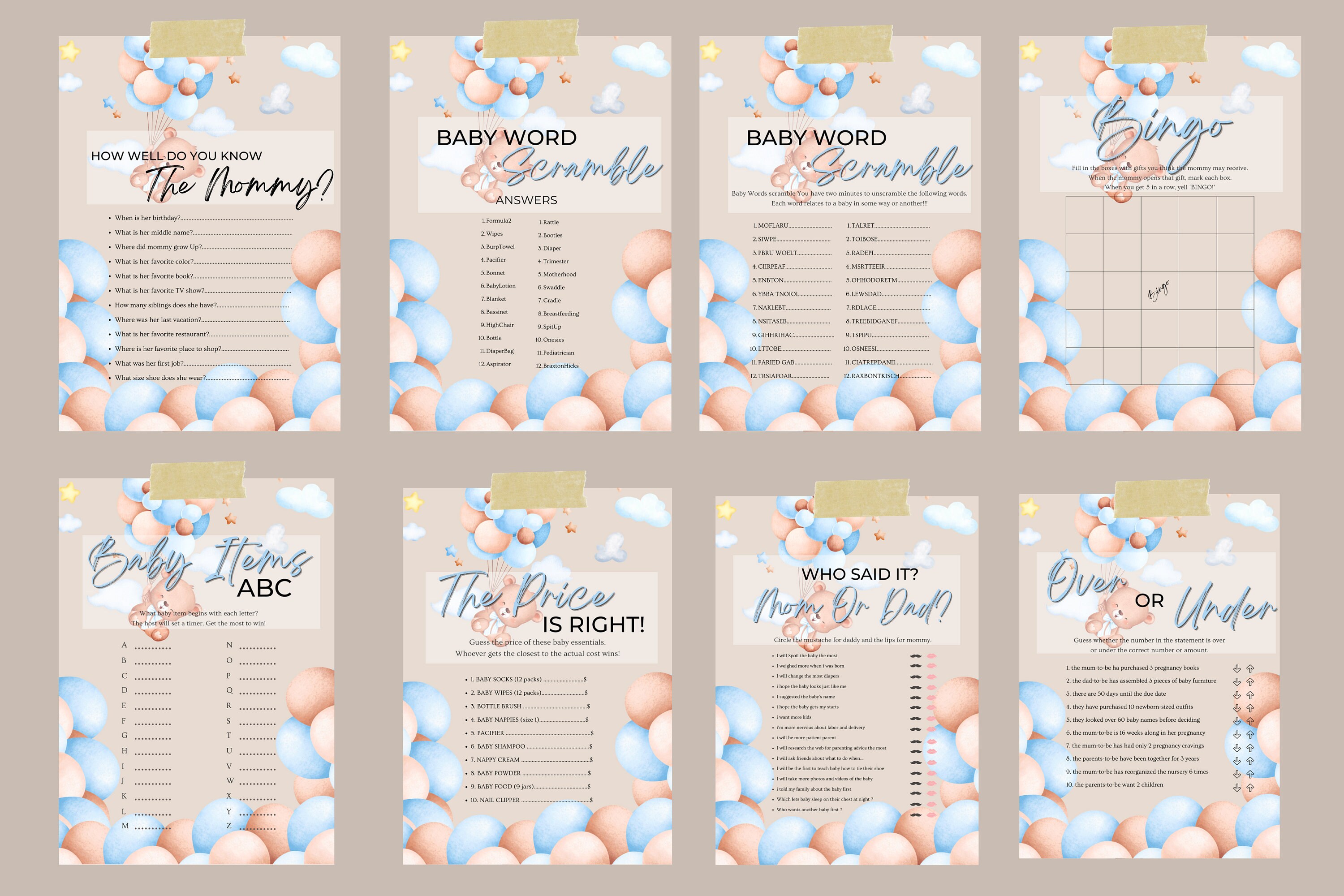 100 Teddy Bear Themed Baby Shower Printable Bundle editable - Etsy