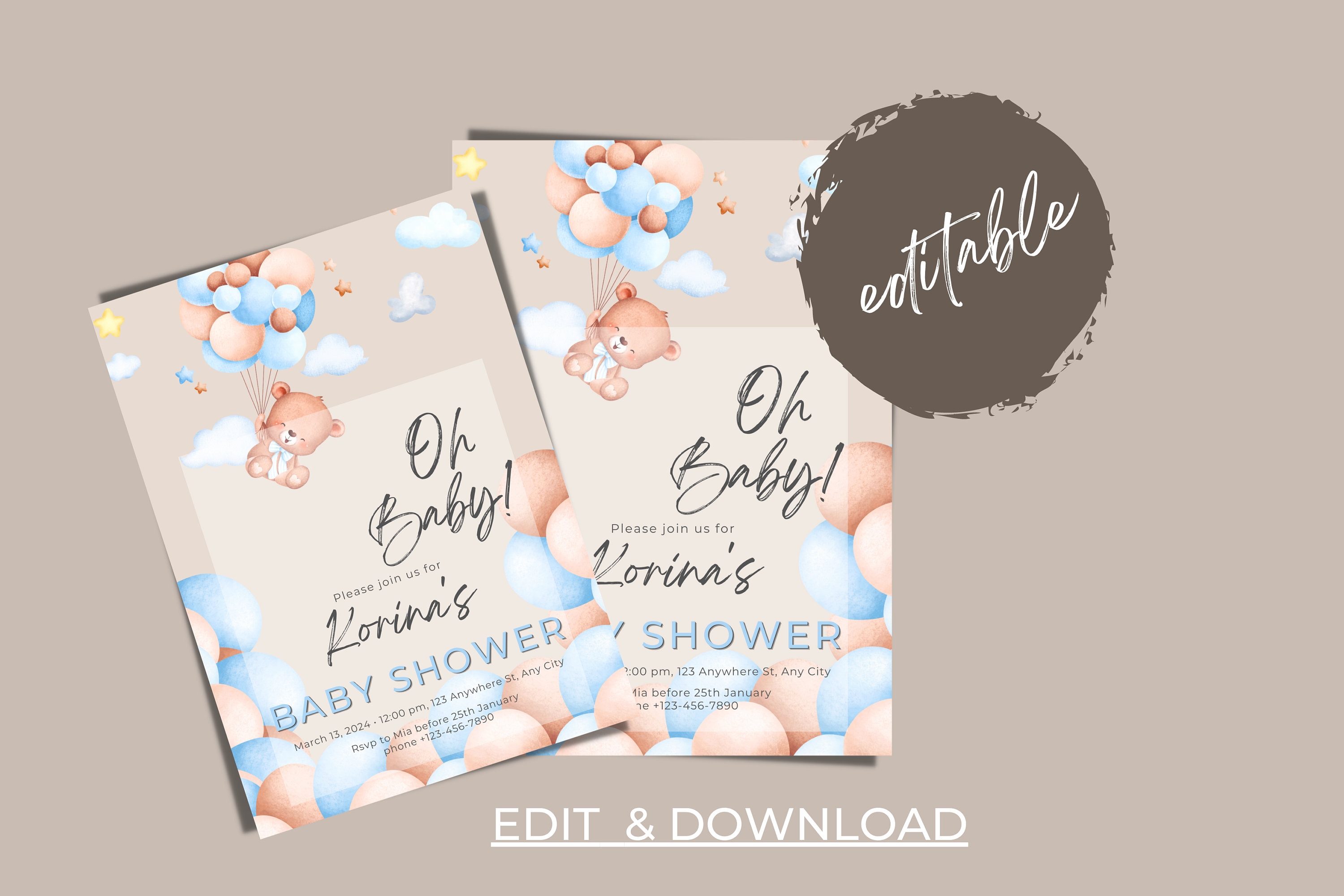 100 Teddy Bear Themed Baby Shower Printable Bundle editable - Etsy