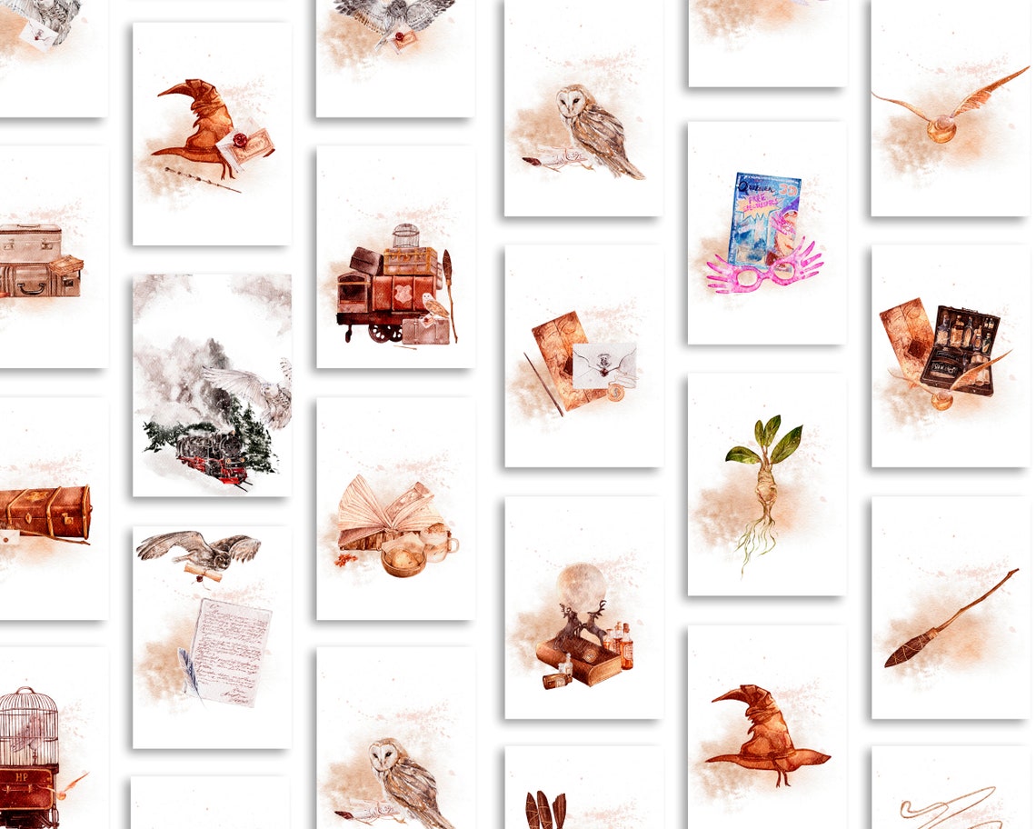 80 Wizard Wall Art Set Posters Gallery Wizarding Nursery Decor Wizard ...