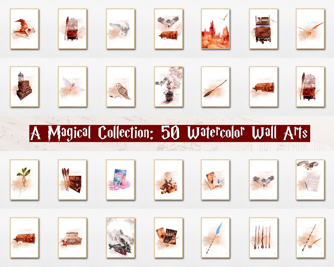 50 Wizard Wall Art Set Posters Gallery Wizarding Nursery Decor Wizard ...