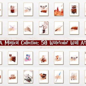 50 Wizard Wall Art Set Posters Gallery Wizarding Nursery Decor Wizard ...