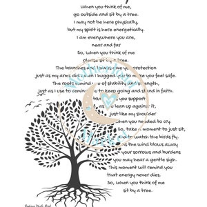 Sympathy Greeting Card Tree Message Poem, Poem Gift, Loss of a Loved ...