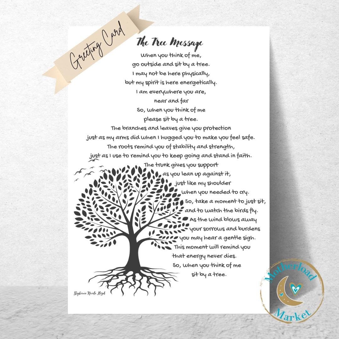 Sympathy Card: Tree Poem, Loss of Loved One Gift - Etsy