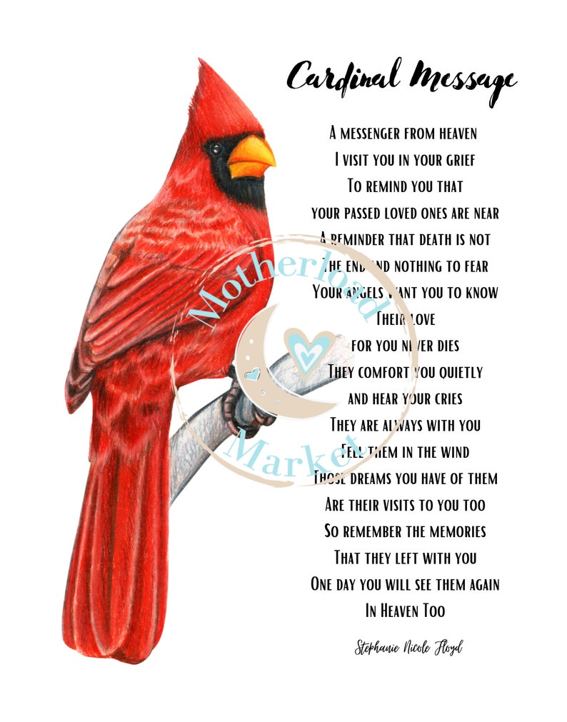 Framed Cardinal Poem, Cardinal Poem, Cardinal Passed Loved One Gift ...
