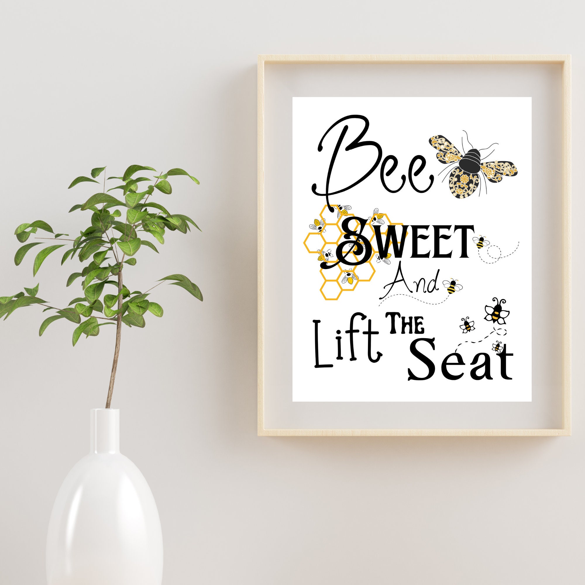 Printable Digital Wall Art, Bathroom Bee Wall Art, Bee Wall Art - Etsy