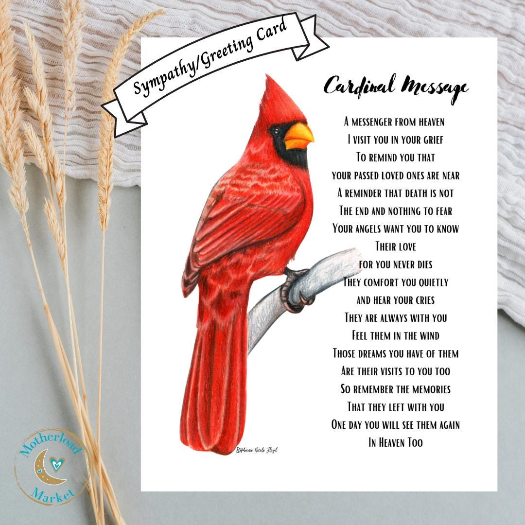 Cardinal Sympathy Card: Memorial Poem Gift - Etsy