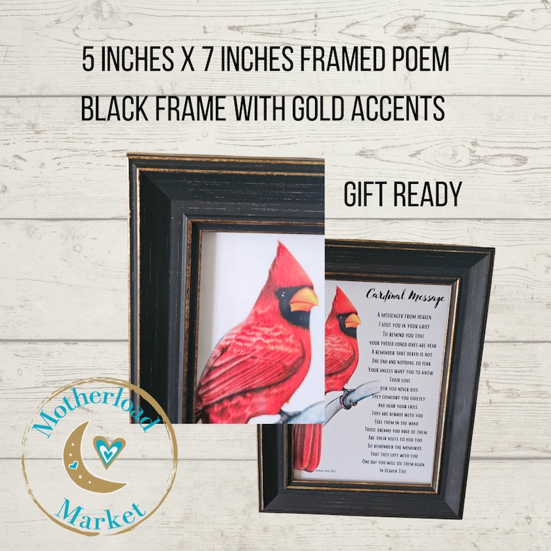Framed Cardinal Poem: Memorial Gift for Loss - Etsy