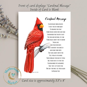 Cardinal Sympathy Card: Memorial Poem Gift - Etsy