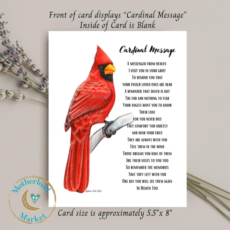 Cardinal Sympathy Card: Memorial Poem Gift - Etsy