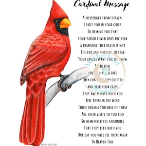 Cardinal Sympathy Card: Memorial Poem Gift - Etsy