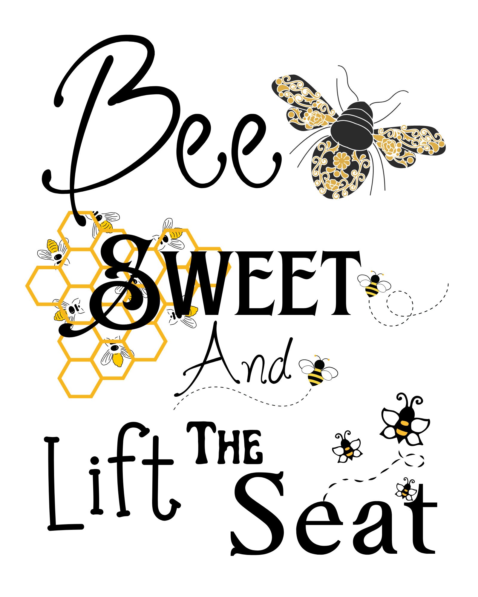 Printable Digital Wall Art, Bathroom Bee Wall Art, Bee Wall Art - Etsy