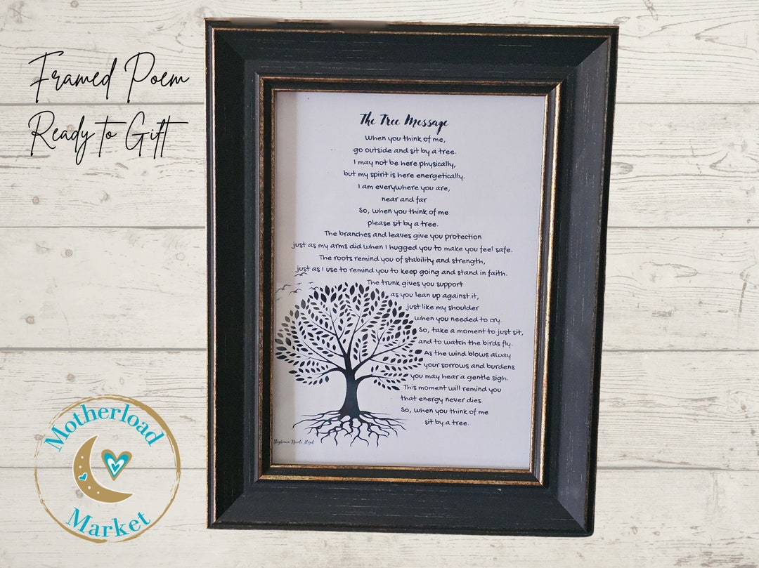 Framed Tree Message Poem, Framed Poem Gift, Loss of a Loved One Gift ...