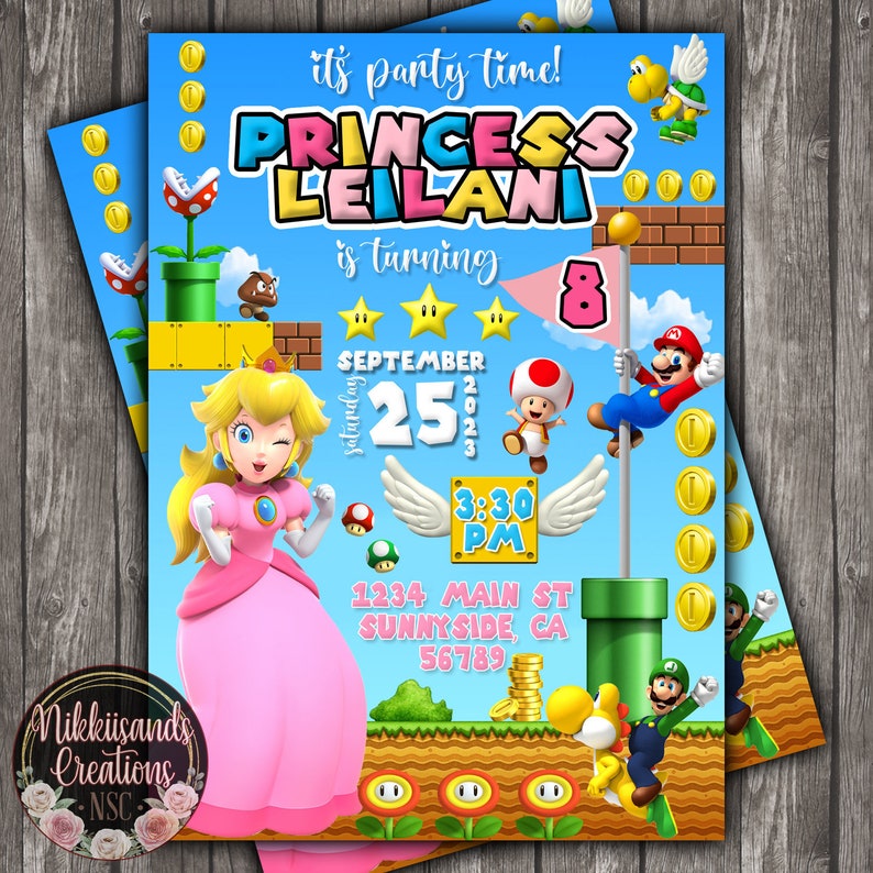 Princess Peach Birthday Party Digital Invitation - Etsy