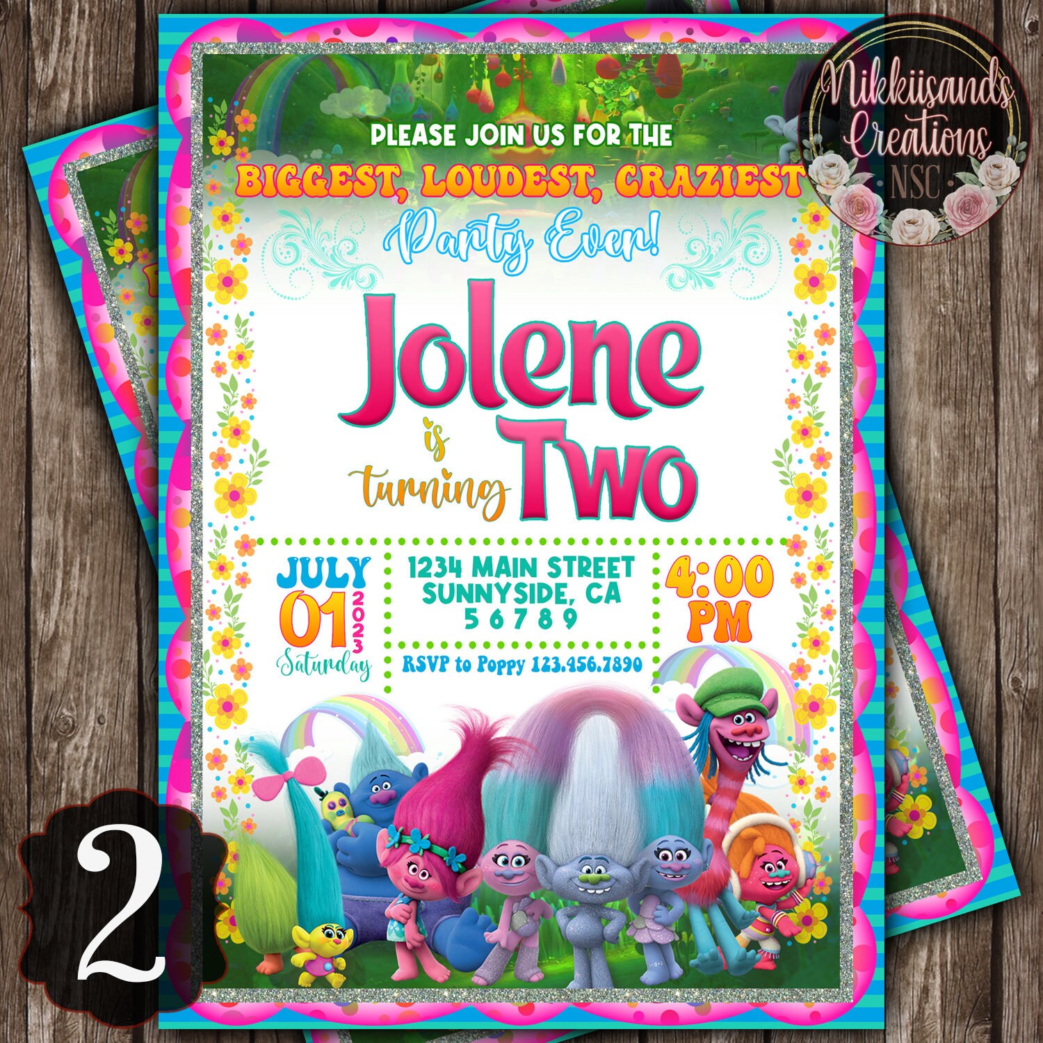 Trolls Birthday Party Digital Invitation - Etsy