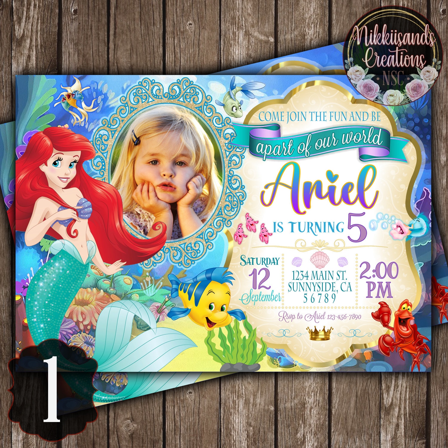 The Little Mermaid Birthday Party Digital Invitation - Etsy