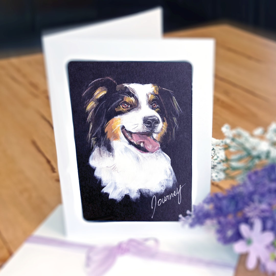 Hand Painted Pet Portrait Greeting Card Personalized Pet Owner - Etsy